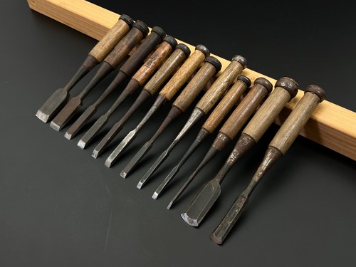 Vintage Japanese Chisel nomi 12set made by blacksmith /Hammer Hand Tool ...