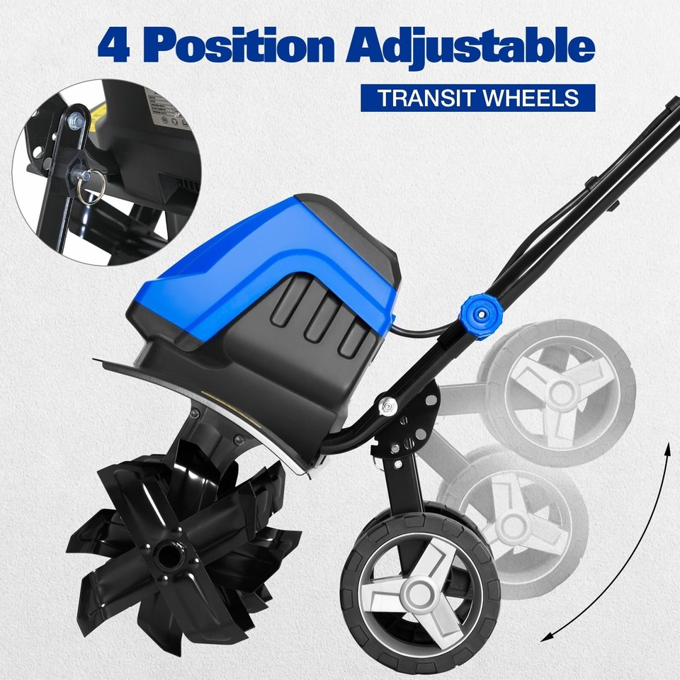 18-inch Electric Tiller Cultivator Corded 15Amp 6 Steel Tines Tillers ...