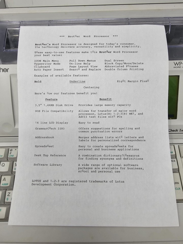 Brother WP-1700 MDS Word Processor 3.5in Disk Drive Tested Works READ ...