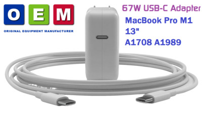 Genuine 67W USB-C Power Adapter Charger For 13" MacBook Pro A1708 A1989 ...