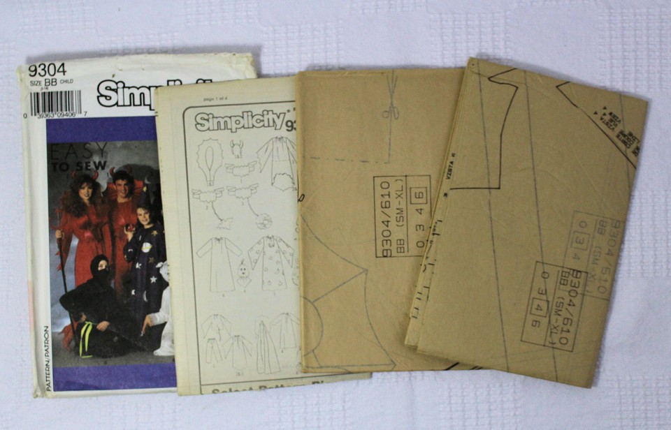 Simplicity 9304 Devil Wizard Ghost Ninja Pattern Child Sz BB Uncut ...