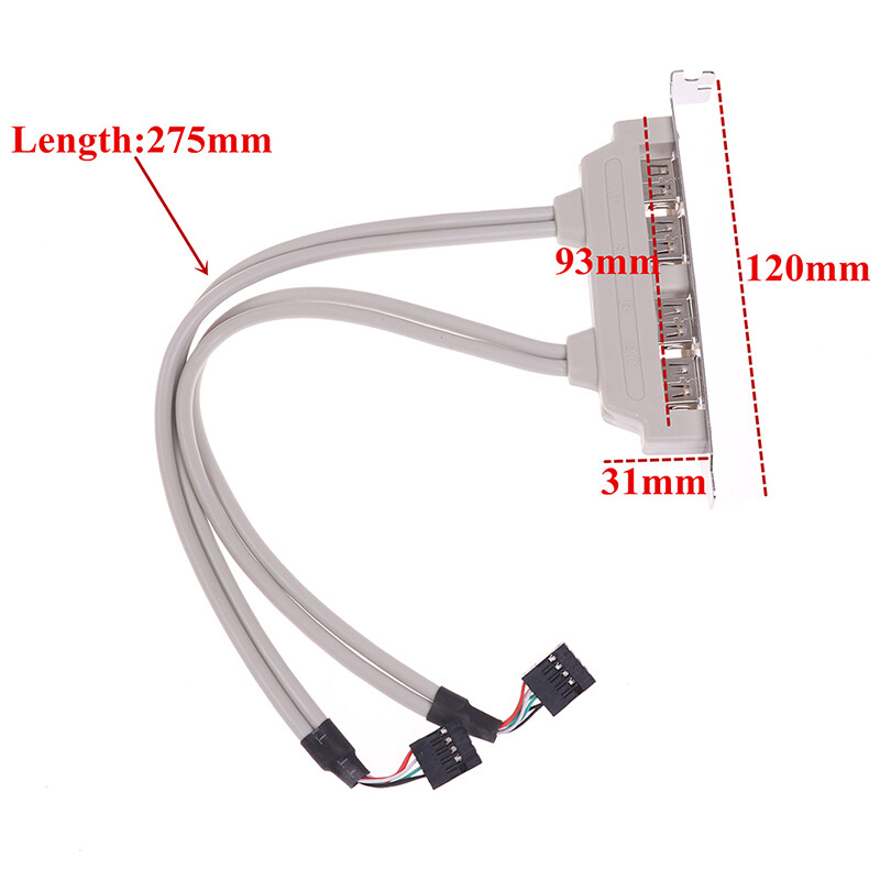 4 Port USB 2.0 to 9 Pin MainBoard Header Bracket Extension Cable for PC ...