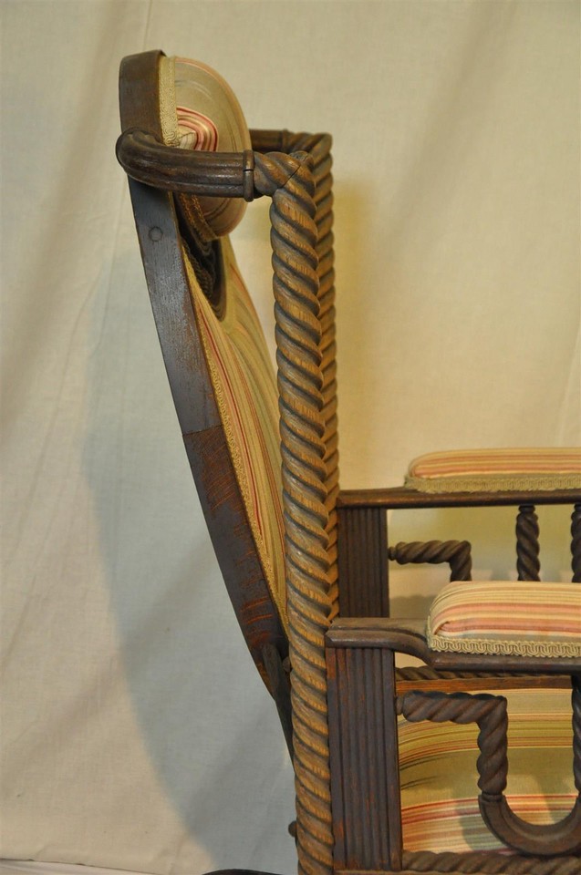 Original George Hunzinger Barley Twist Oak Platform Rocker Rocking ...