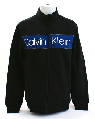 Calvin Klein Black Zip Front Signature Soft Touch Fleece Jacket Men's ...