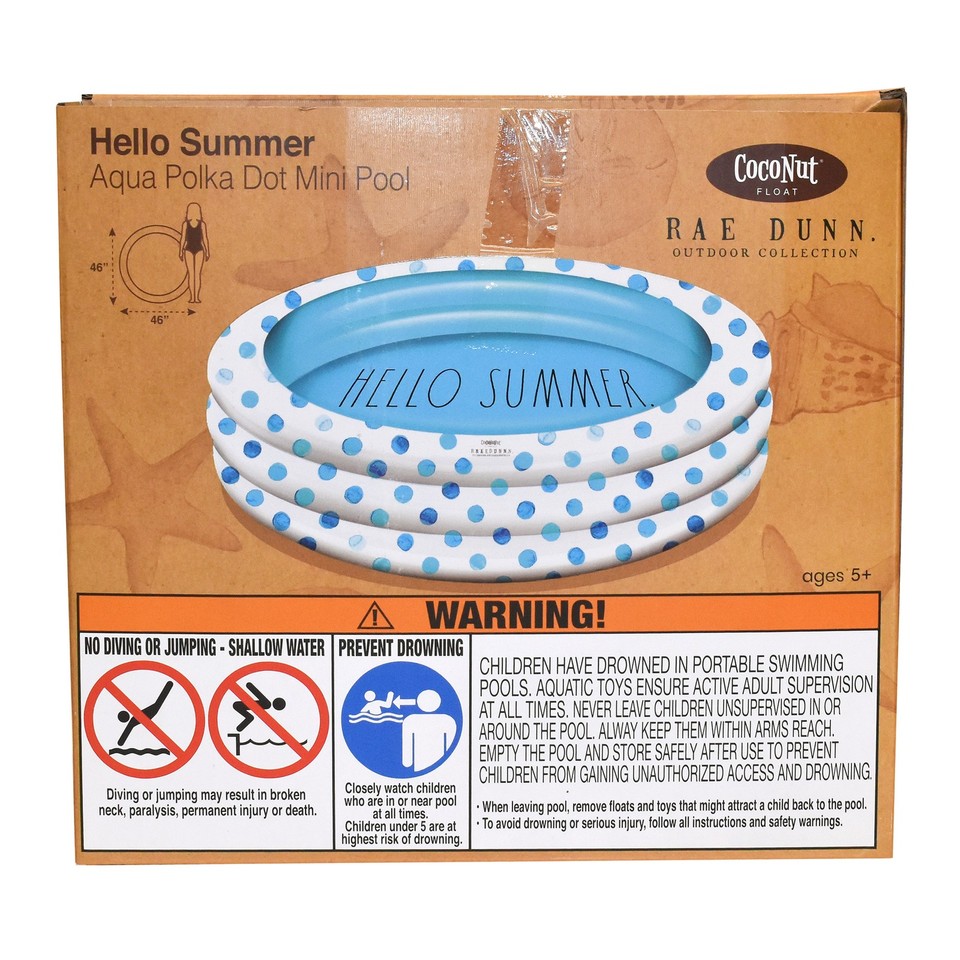 Rae Dunn: Hello Summer Aqua Poka Dots -46" Mini Pool | eBay