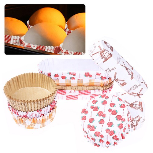 100Pcs Bread Paper Tray Baking Cups Oil-Proof Heat Resistant Cake To-wf ...