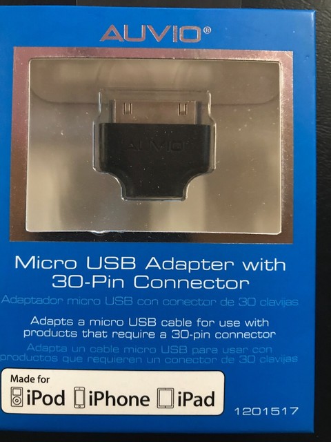 Auvio 1201517 Micro USB Adapter With 30-pin Connector Black for sale ...