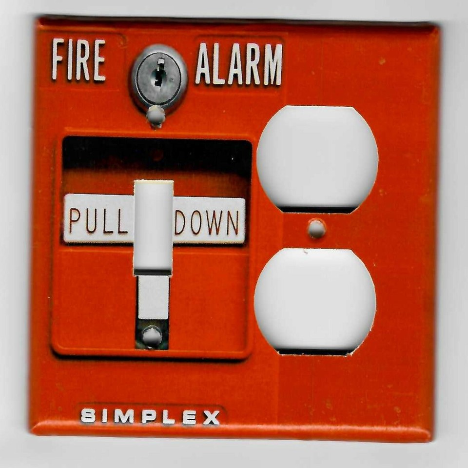 WALLPLATE RED FIRE ALARM Image Light Switch Plate & Outlet Covers New ...
