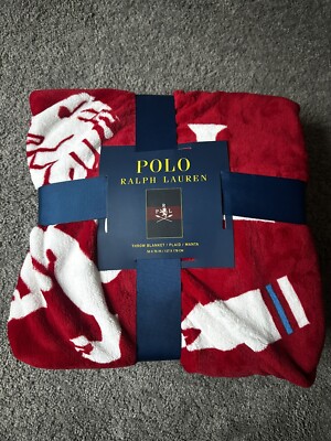 NEW Ralph Lauren Throw Blanket - Rare Vintage Polo Throw Blanket 50" x ...