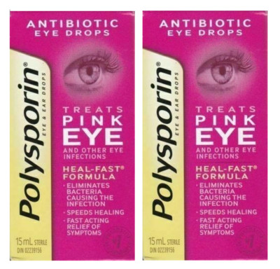 POLYSPORIN Antibiotic Pink Eye Eye Drops Relief Treatment Formula 15ml ...