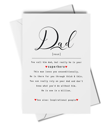 Dad definition card, sentimental dad card, Fathers day, birthday, thank ...