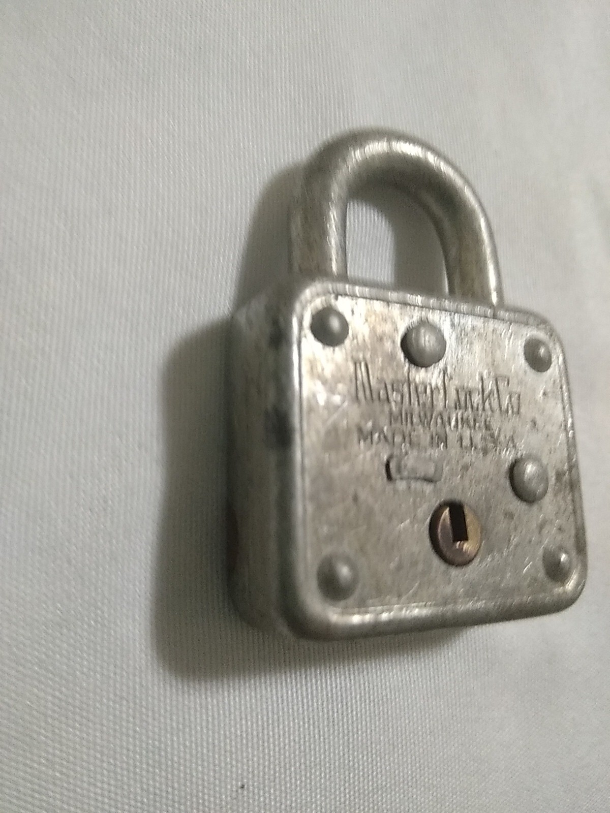 ANTIQUE VTG Small RARE MASTER 44 PAD LOCK 5-R Silver PadLock No Keys U ...