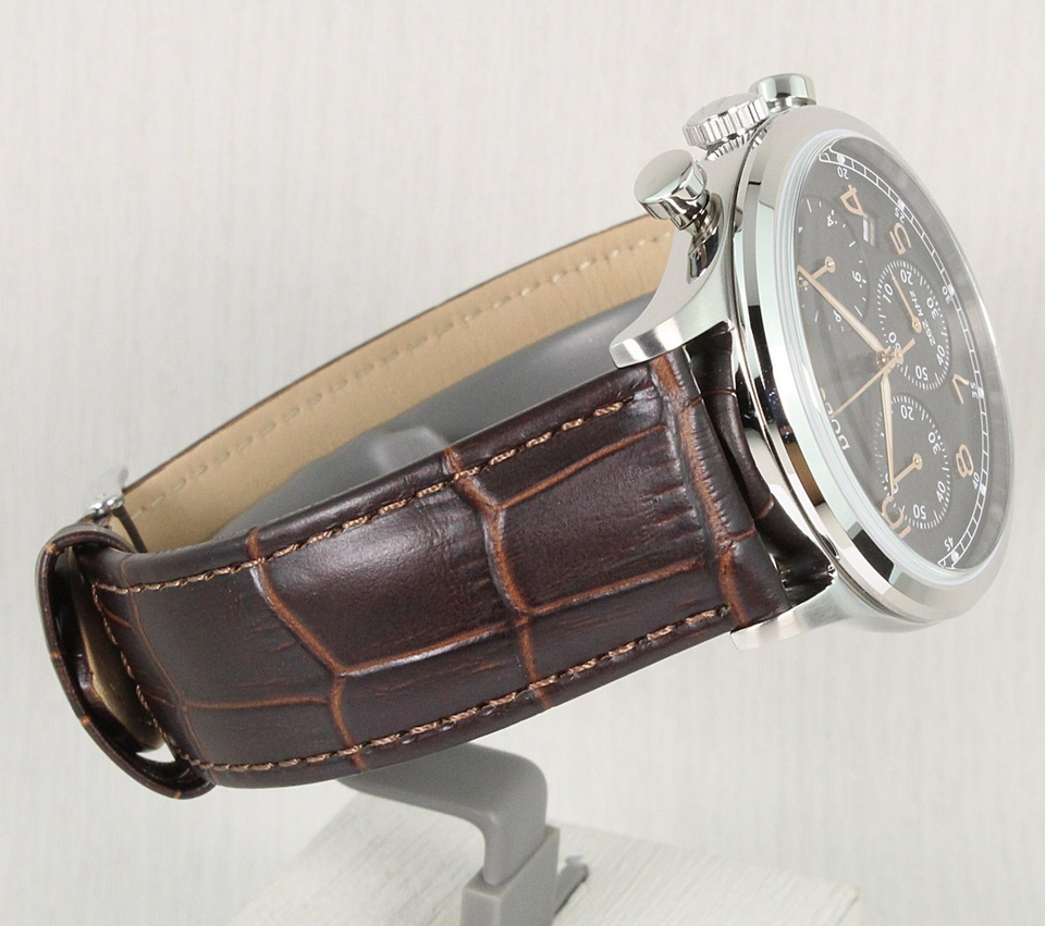 Bulova Precisionist 96B356 Chronograph Gray Dial Brown Leather Band Men ...