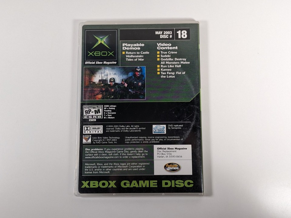 Tested/Works Xbox Magazine Demo Disc 18 Return To Castle Wolfenstein ...