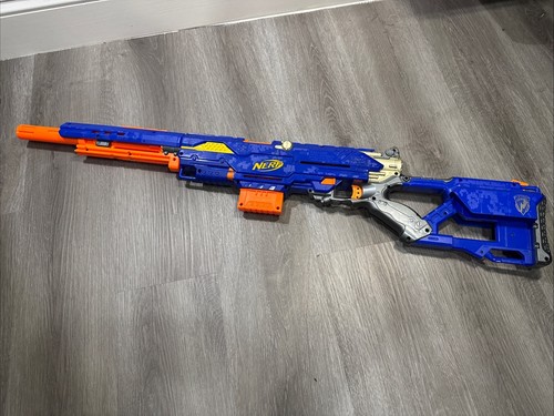 Nerf N-Strike CS-6 Longstrike Dart Blaster w/ Barrel Attachment Blue ...