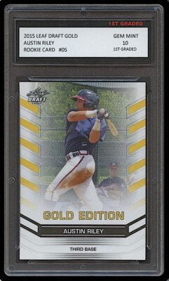 AUSTIN RILEY 2015 LEAF DRAFT GOLD 1ST GRADED 10 ROOKIE CARD RC ATLANTA ...