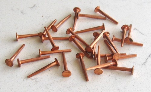 VINTAGE Unused 7/8" Smooth Square Tapered Shank Copper Nails - Lot of ...