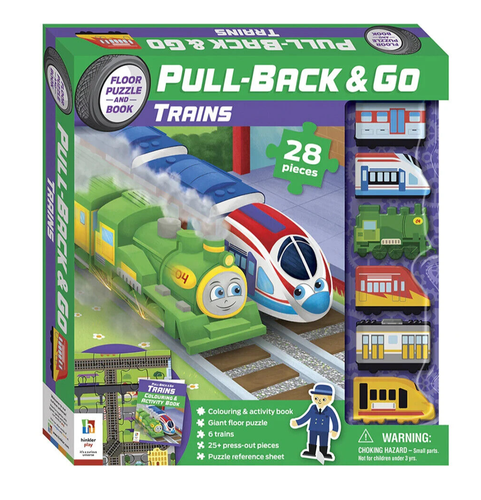 Pull Back & Go: Trains Colouring Activity Art Puzzle Children Toy Set ...