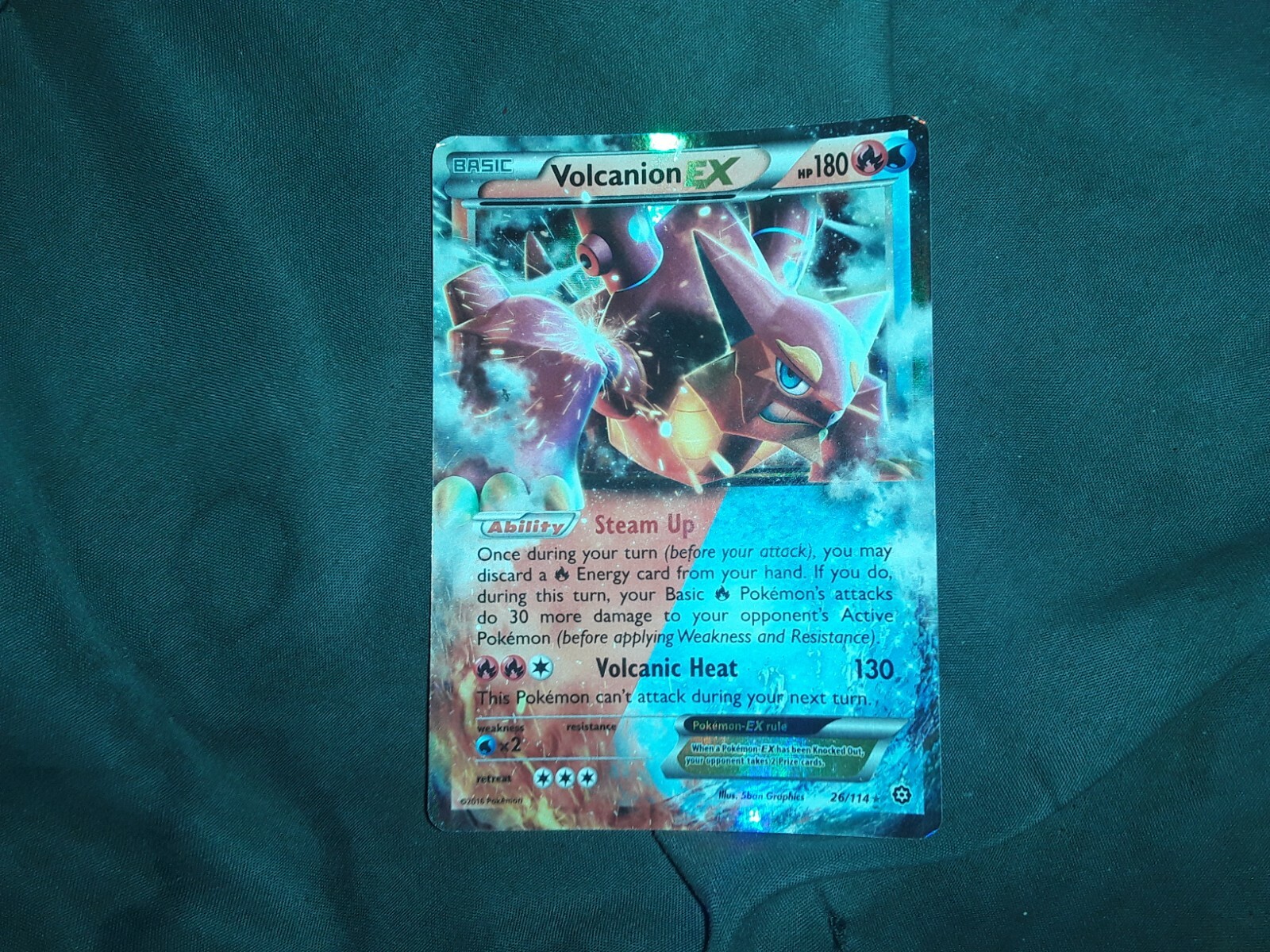 VOLCANION EX 115/114 Secret Gold Rare Full Art Holo XY Steam Siege ...