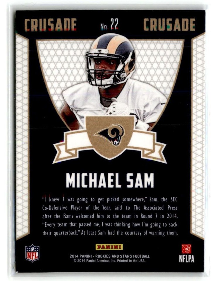 Michael Sam St. Louis Rams 2014 Panini Rookies & Stars Rookie Crusade ...