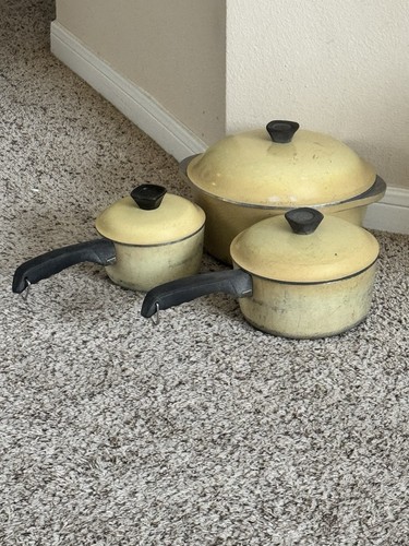 CLUB CAST ALUMINUM Cookware GOLD YELLOW 1,2 QT SAUCE & 4 QT DUTCH OVEN ...