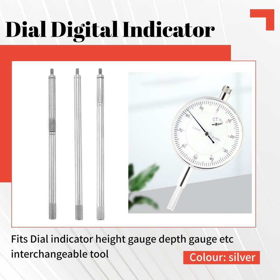 5Pcs Dial Digital Indicator HSS Indicator Dial Rod Extension Stem Rod ...