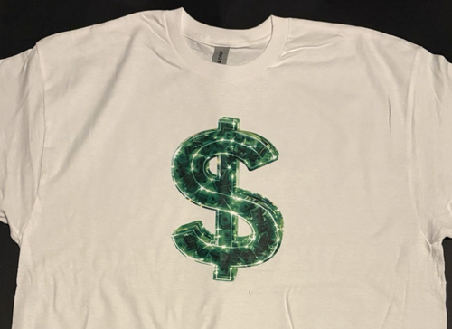 L Retro Gildan Dollar Bill sign T shirt $ Green Money NOS Big Money ...
