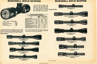 1977 2pg Print Ad Bushnell Scopechief & Banner Fixed Variable Power ...