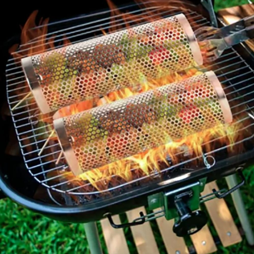 Rotatable Barbecue Cage Stainless Steel Barbecue Grill Tube Net Picnic ...