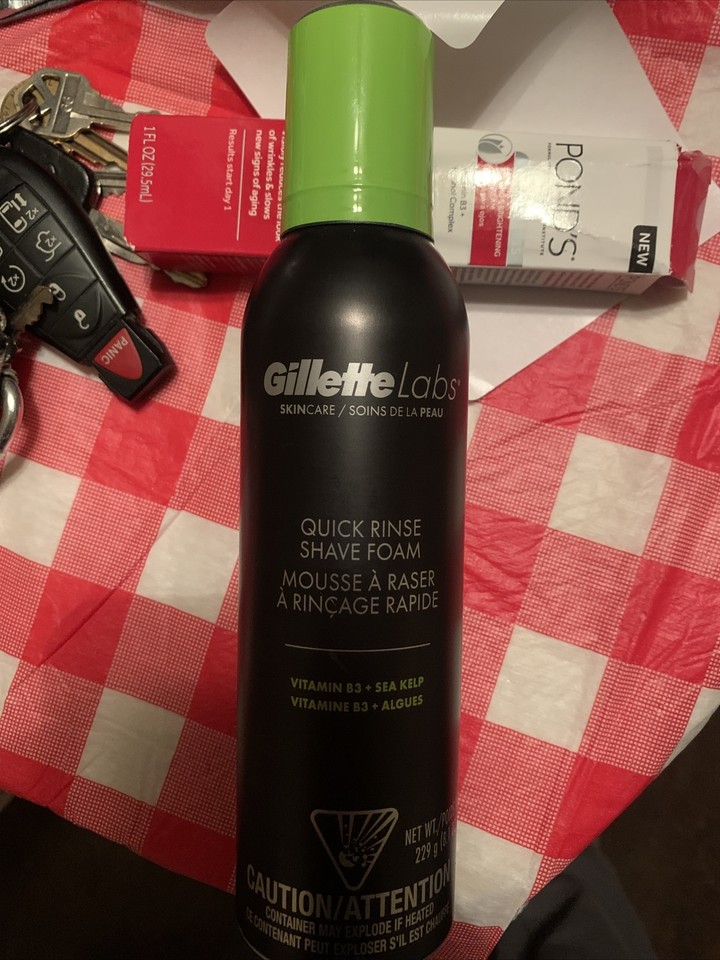 Gillette Labs Men’s Quick Rinse Shave Foam W/ Vitamin B3 & Sea Kelp-8 ...