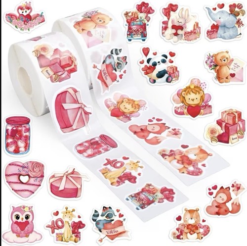 40 PCs 1.2”x1” Valentines Day Themed Stickers Silky Satin Finish Great ...