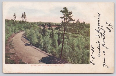 BOULEVARD AROUND DULUTH MINNESOTA, PINE TREES, UNDIVIDED BACK POSTCARD ...