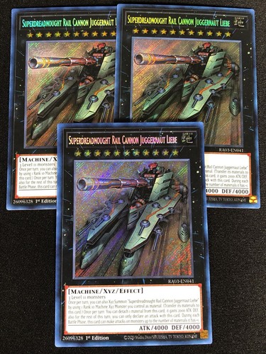 Yugioh Superderadnought Rail Cannon Juggernaut RA03-EN041 1ST SECRET x3 ...