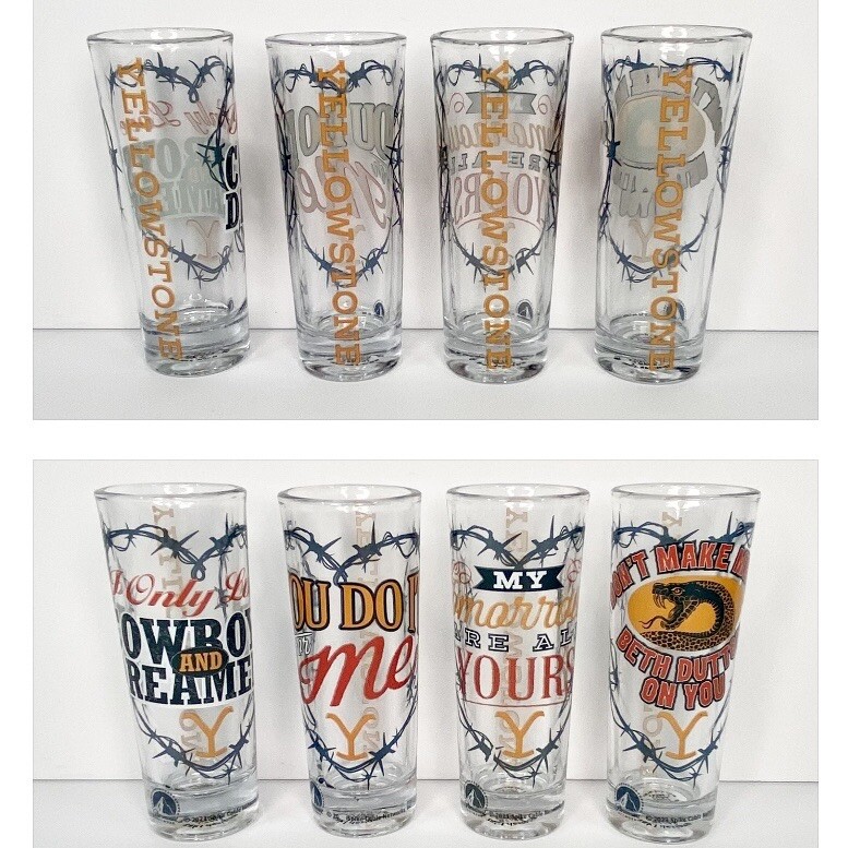 Zak! Yellowstone Double Sided Set of 4 Mini Glasses 2oz Shot Glasses | eBay