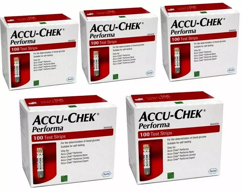 Accu-Chek Performa 500 Test Strips (5 Packs x 100 Each)Expiry 30/08 ...