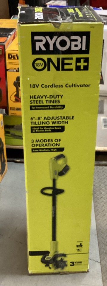 RYOBI ONE+ 18V 8 in. Cordless Cultivator with 4.0 Ah Battery and ...