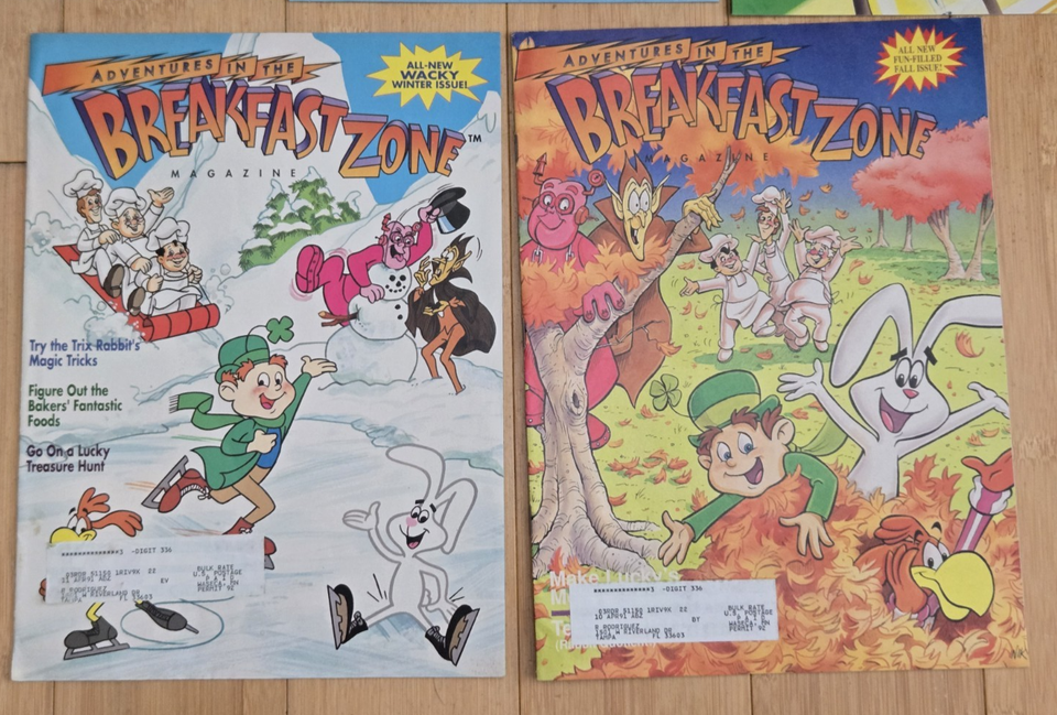 5 Vintage Adventures in the Breakfast Zone Magazines-Trix-Cocoa Puffs ...