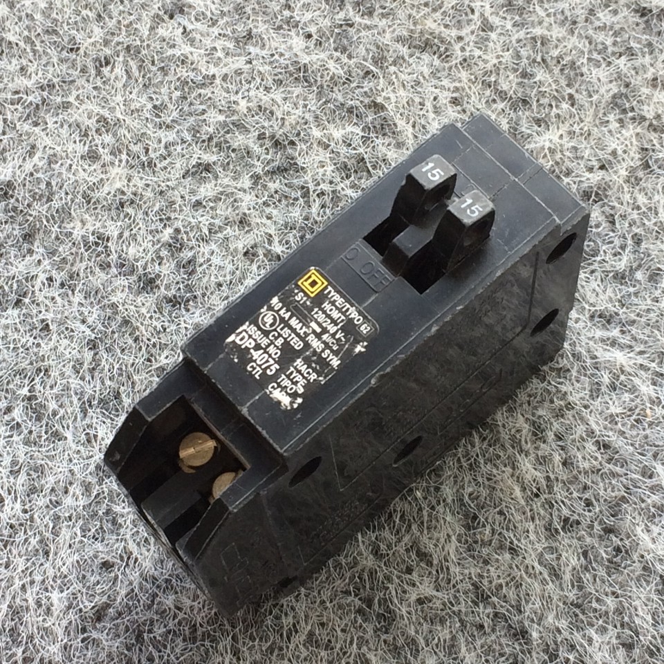 Square D Homeline 15 amp Twin 1 Pole Tandem Circuit Breaker HOMT1515 15 ...
