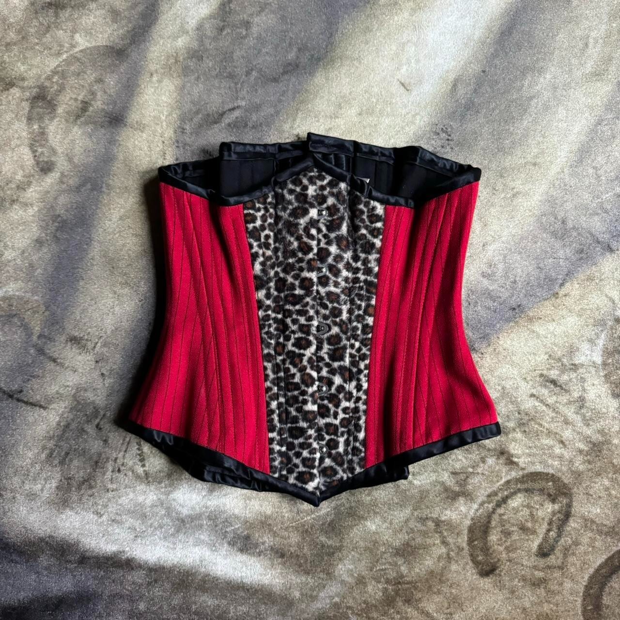 90s goth punk red leopard corset waist trainer sz 26 … - Gem