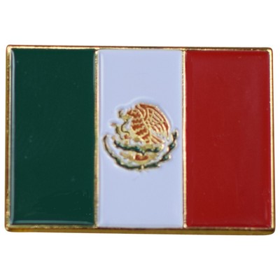Mexican Flag Pin - Mexico, Enamel, Cast Iron, Metal, Rubber Backing 1. ...