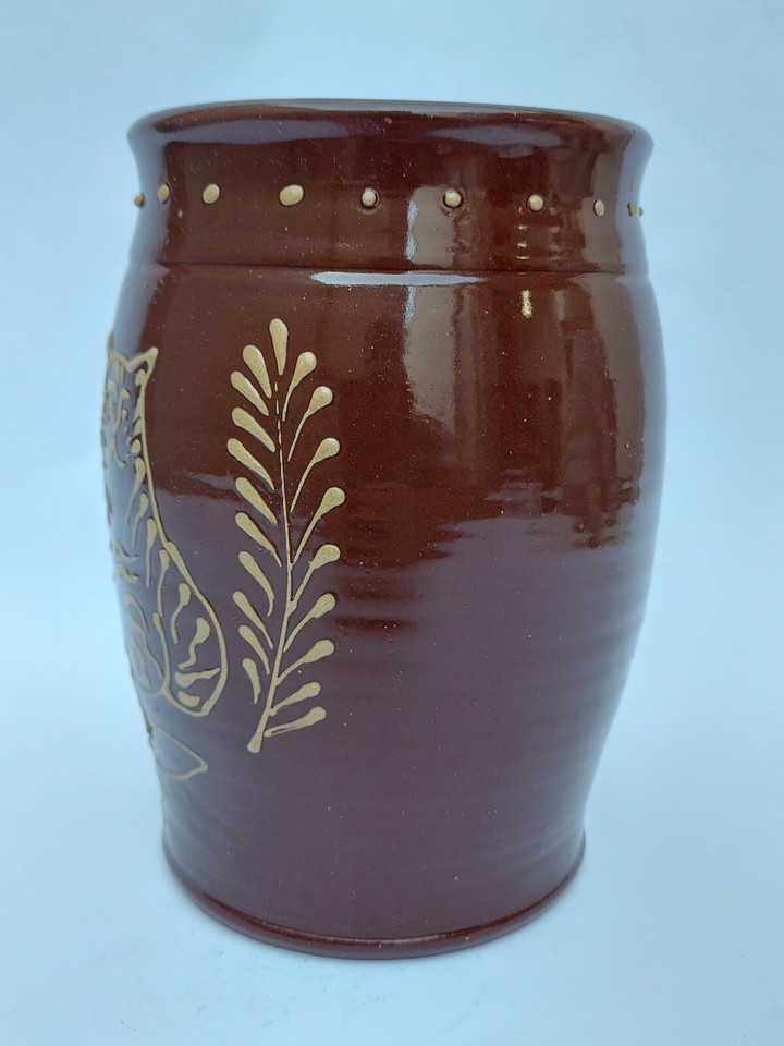 1994 Eldreth Pottery Redware Red Ware 7" David Eldreth Lancaster Tiger ...