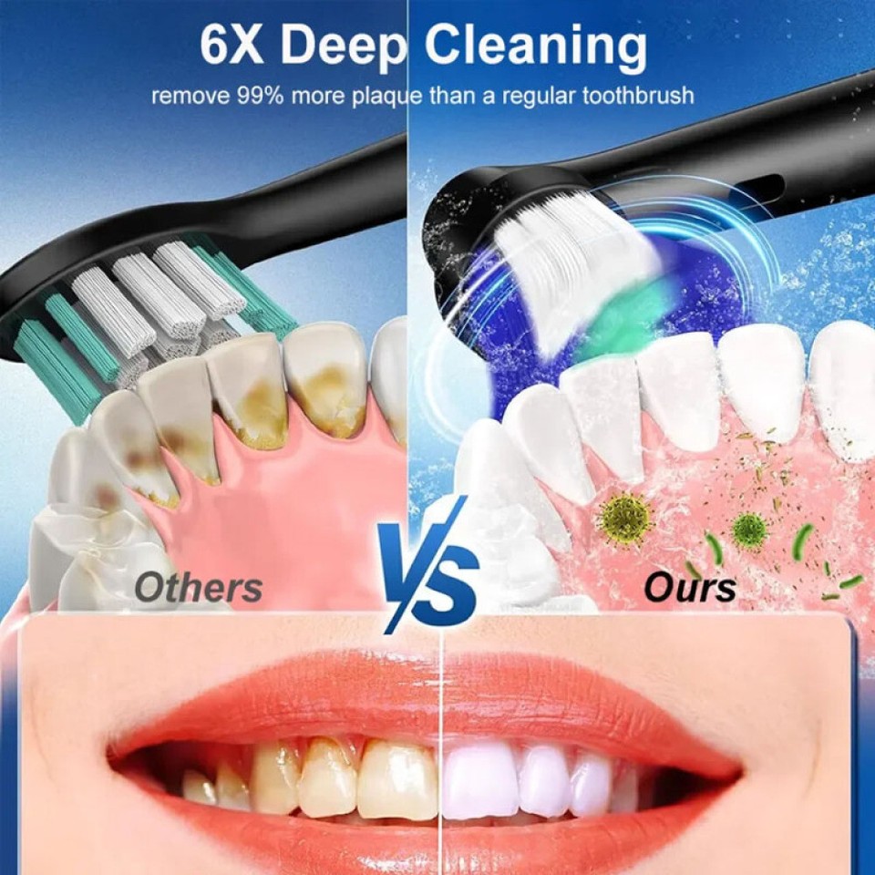 Rotating Electric Toothbrush Rechargeable With 4 Brush Heads 5 Modes ...