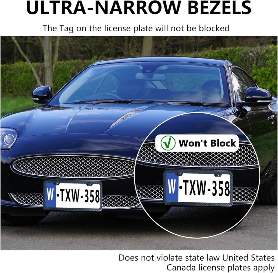 Carbon Fiber License Plate Frame, Carbon Patterns Printed Black ...