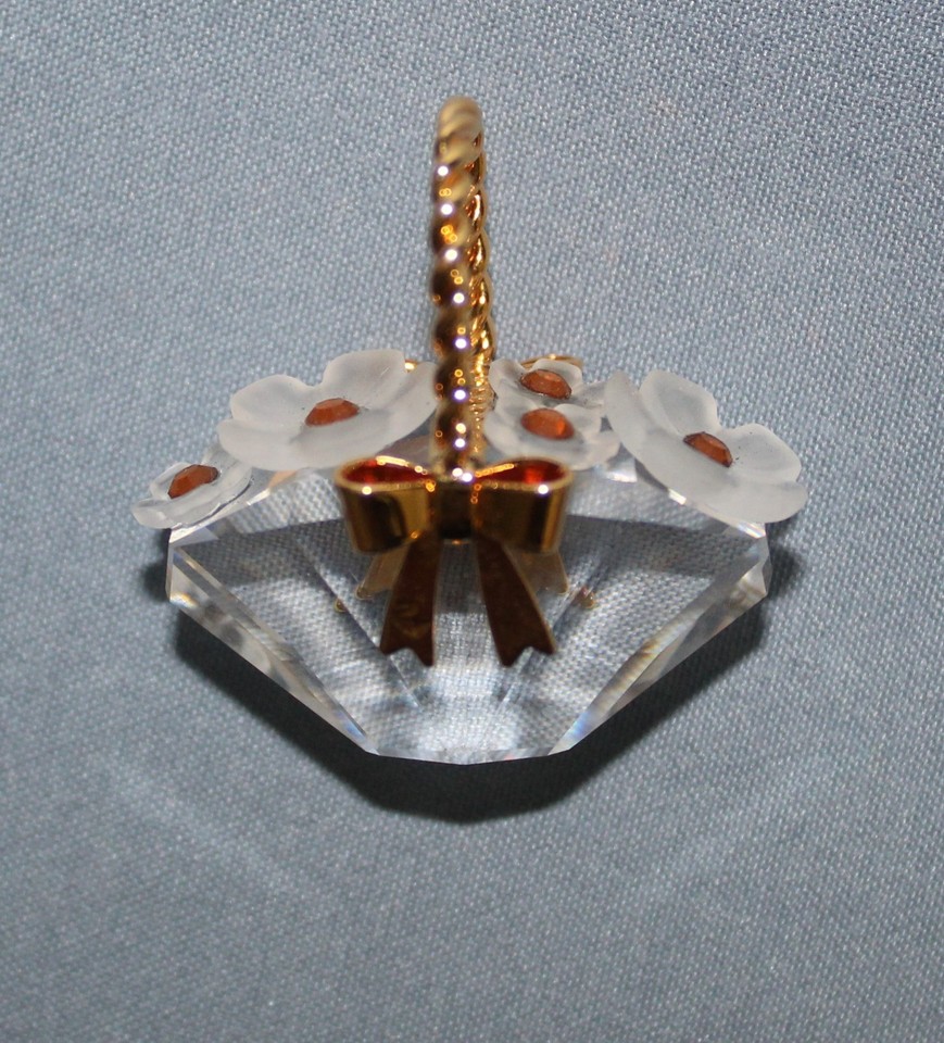 Swarovski Crystal Flower Basket w/ Gold Handle in Box – Retired ...