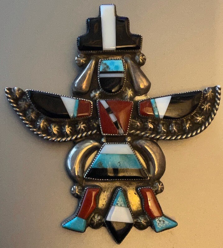 Best! Zuni Lee Edaakie Knifewing Pin Mosaic Inlay "Book Piece" 1940s-50 ...