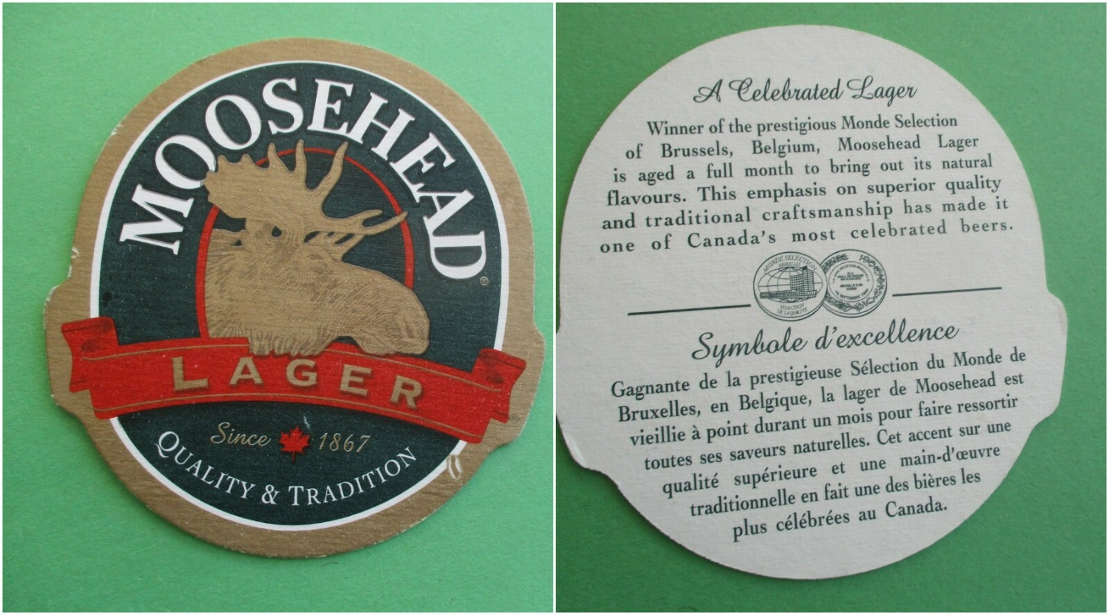 Moosehead Canadian Lager Since 1867 New Brunswick Canada Coaster / Beer ...