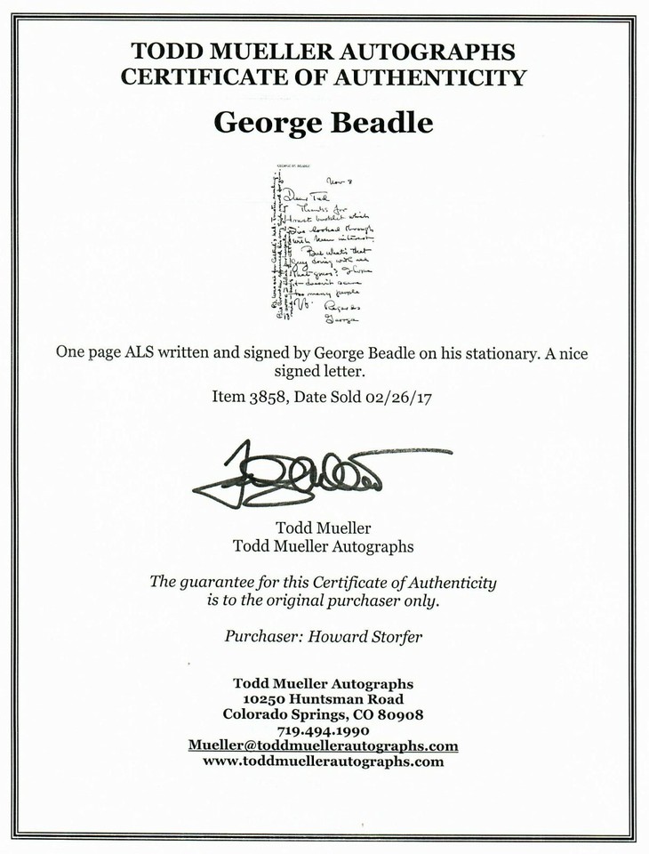 “Nobel Prize in Medicine" George Beadle Hand Written Letter COA | eBay