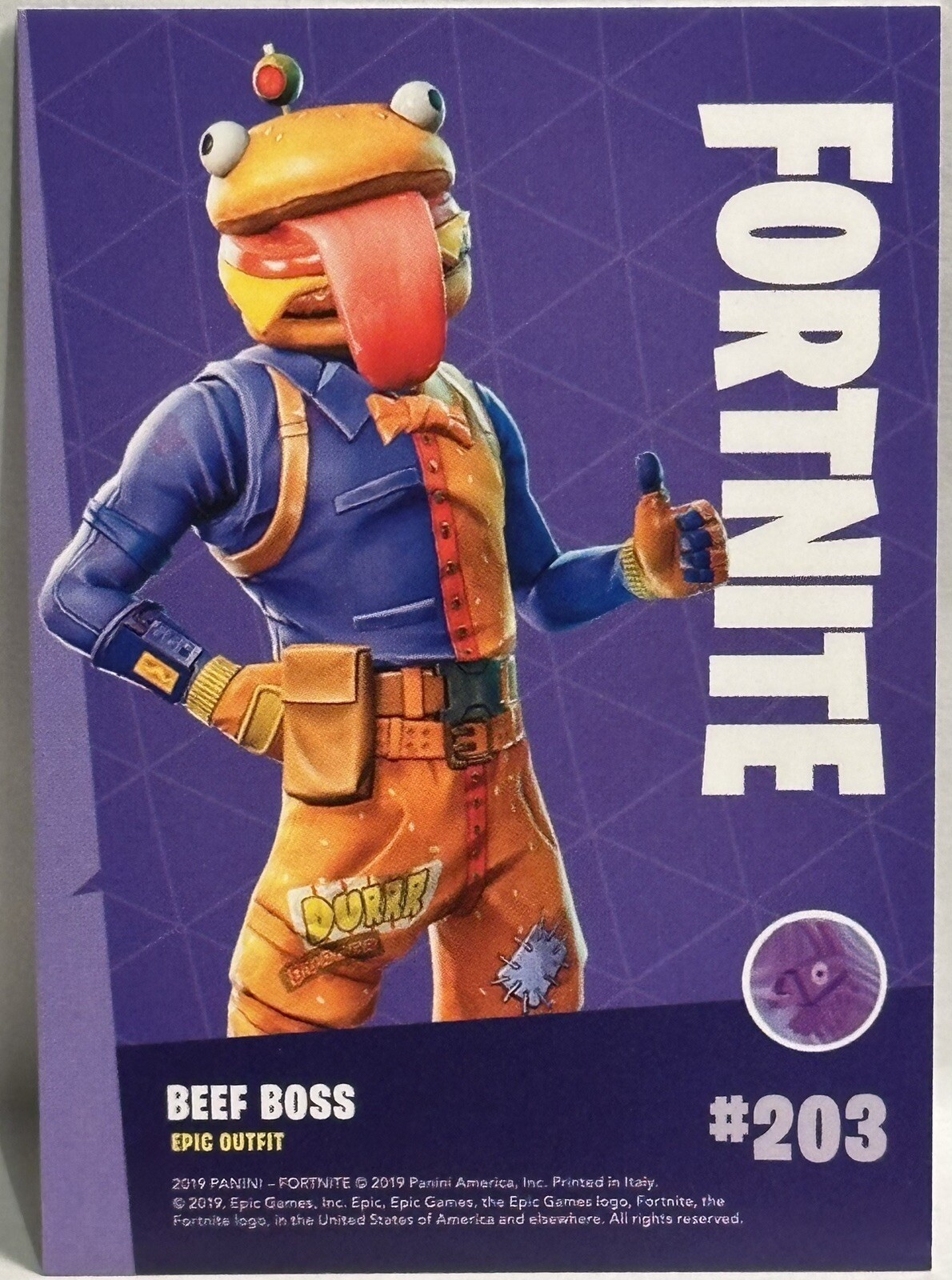 2019 USA Panini Fortnite HOLOFOIL 203 Beef Boss Epic Series 1 SP Holo ...