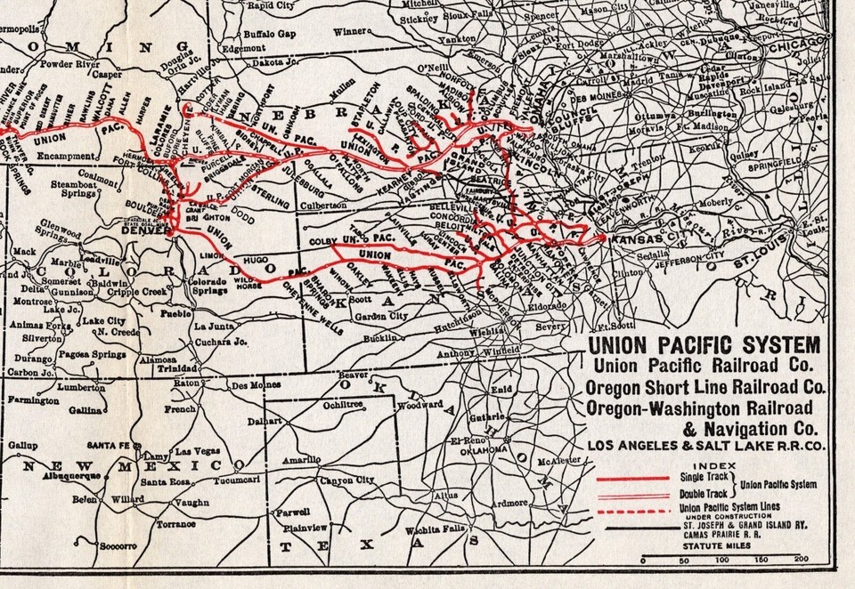 1925 Antique UNION PACIFIC RAILROAD Map Vintage Union Pacific Railway ...