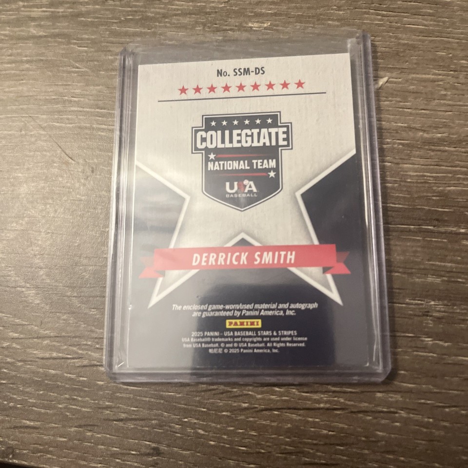 2025 Panini Stars & Stripes Derrick Smith PATCH GOLD INK AUTO #SSM-DS ...